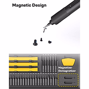 HOTO Electric Precision Screwdriver Set, 48 in 1 Electronics Tool Kit, Magnetic Bits & Box, LED Light & 2 Torque Settings, Mini Screwdriver Set for Eyeglasses, Watches, Phones, Laptops, Cameras Repair