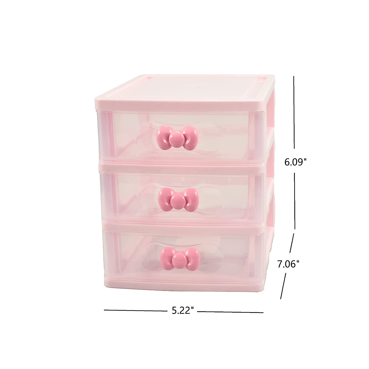 Lovely Pink Receiving Storage Cabinets Box With Multi-layers And Pink Bowknot Handle (Three layers (7.06 x 5.22 x 6.09 inches))