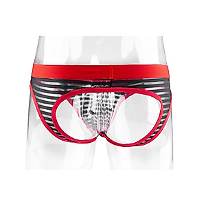 Evankin Men Jockstraps Cotton Mesh Breathable Men Underwear Briefs Thongs Gay Underwear(203-Black,M)