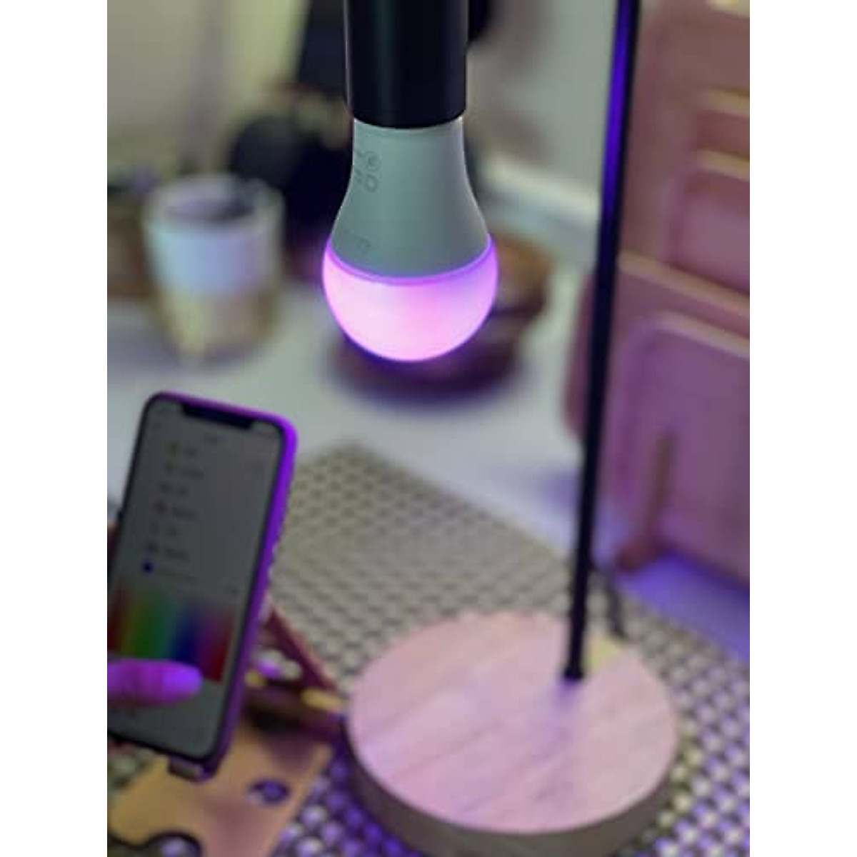 Qivation TiO2 E26 Smart LED Light Bulb 8W 800lm with 24/7 Air Purification, BLT+WiFi Smart Bulb, RGB Full Color, Compatible with Alexa & Google Assistant, No Hub Required