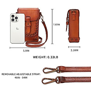 Montana West Crossbody Handbag Genuine Leather Shoulder Bag Mini Vintage Cell Phone Purse for Women Brown MWG02-9062_BR