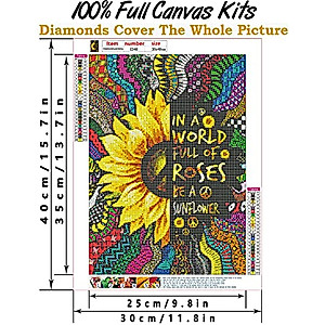 DIY 5D Diamond Painting Sunflower by Number Kits for Adults,Sunflower Diamond Painting Kits Round Full Drill Diamond Art Kits Flower Picture Arts Craft for Home Wall Art Decor 11.8x15.7 inch