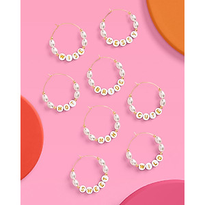 xo, Fetti Bachelorette Party Drink Markers - 8 count | Friendship Bracelet Bride, Engaged Era, Bridesmaid Favor, Bridal Party Accessory, Pearl Bead Party Drink Supplies