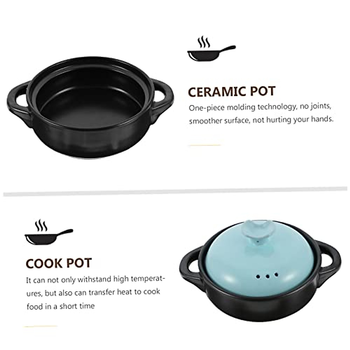 HEMOTON Ceramic Clay Pot Korean Clay Pot Stockpot with Lid Chafing Dishes with Lids Ceramic Stew Pot Oven Pot Sizzling Hot Pot Ceramic Cooking Pots Casserole Kitchen Stew Pot Blue Gas Food