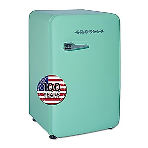 Crosley Retro Mini Fridge 3.2 Cu Ft Mint Green w/o Freezer, Compact Refrigerator for Bedroom, Garage, Office Under Desk, Undercounter, Apartment, School Dorm Fridge, Aesthetic, Small & Cute Appliances
