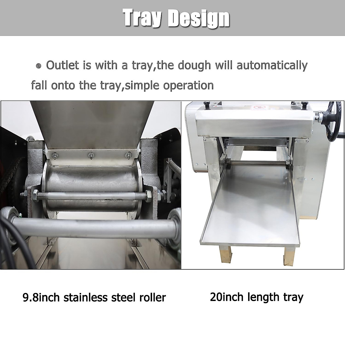 HayWHNKN Commercial Dough Sheeter Pasta Dough Roller Sheeter Machine 11.8inch for Croissant Pastry Puff Pastry Pizza Noodle Bakery Pasta Roller Press Machine 2.2kw 110v 150kg/h