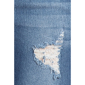 Women's Stretch Pull-On Skinny Ripped Distressed Denim Jeggings Blue-55 Large