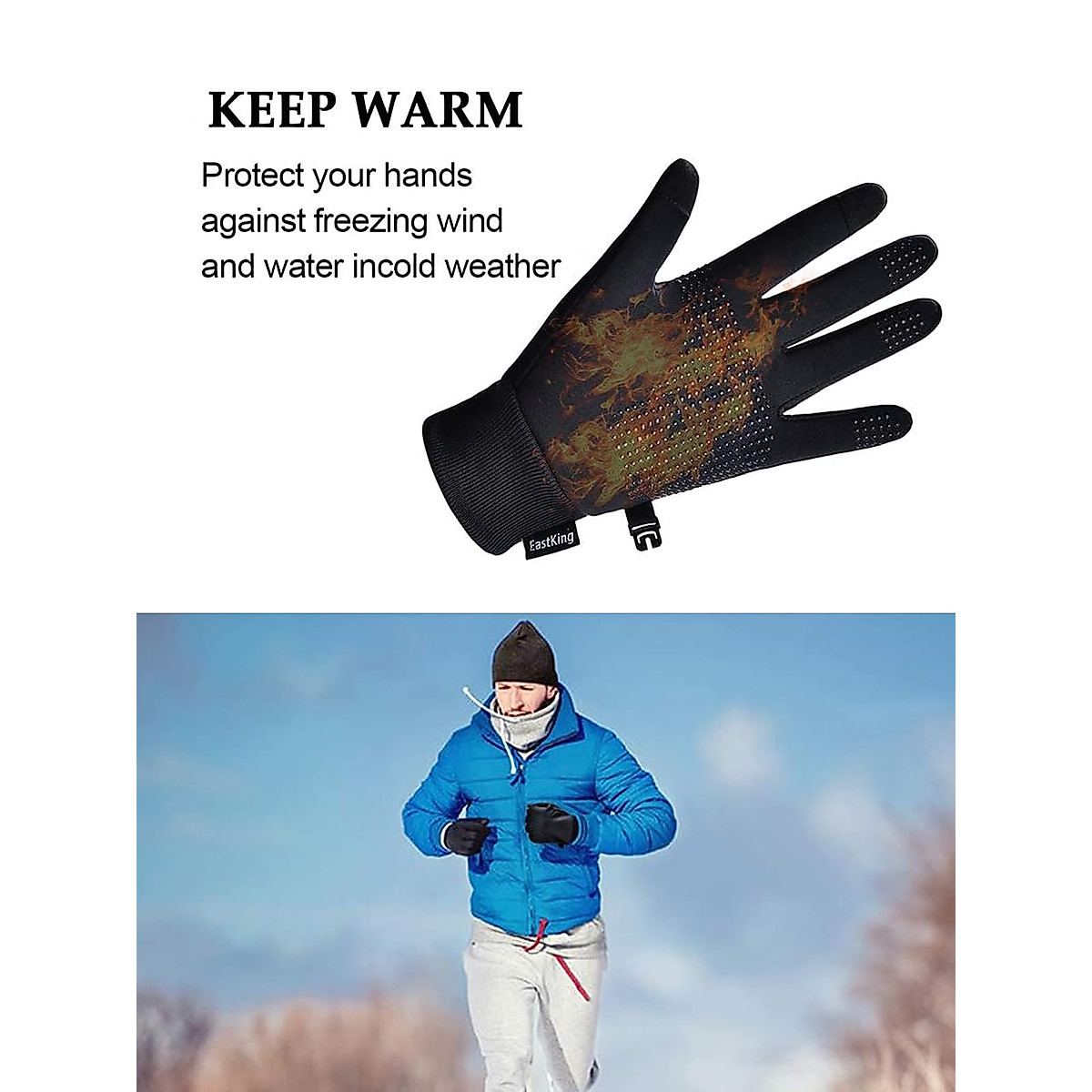 EAGLEFLY Winter Womens Gloves Touch Screen Water Resistant Warm Gloves for Outdoor Walking, Riding, Cycling, Running and Driving for Men and Women Tactical Gloves (Black Large)