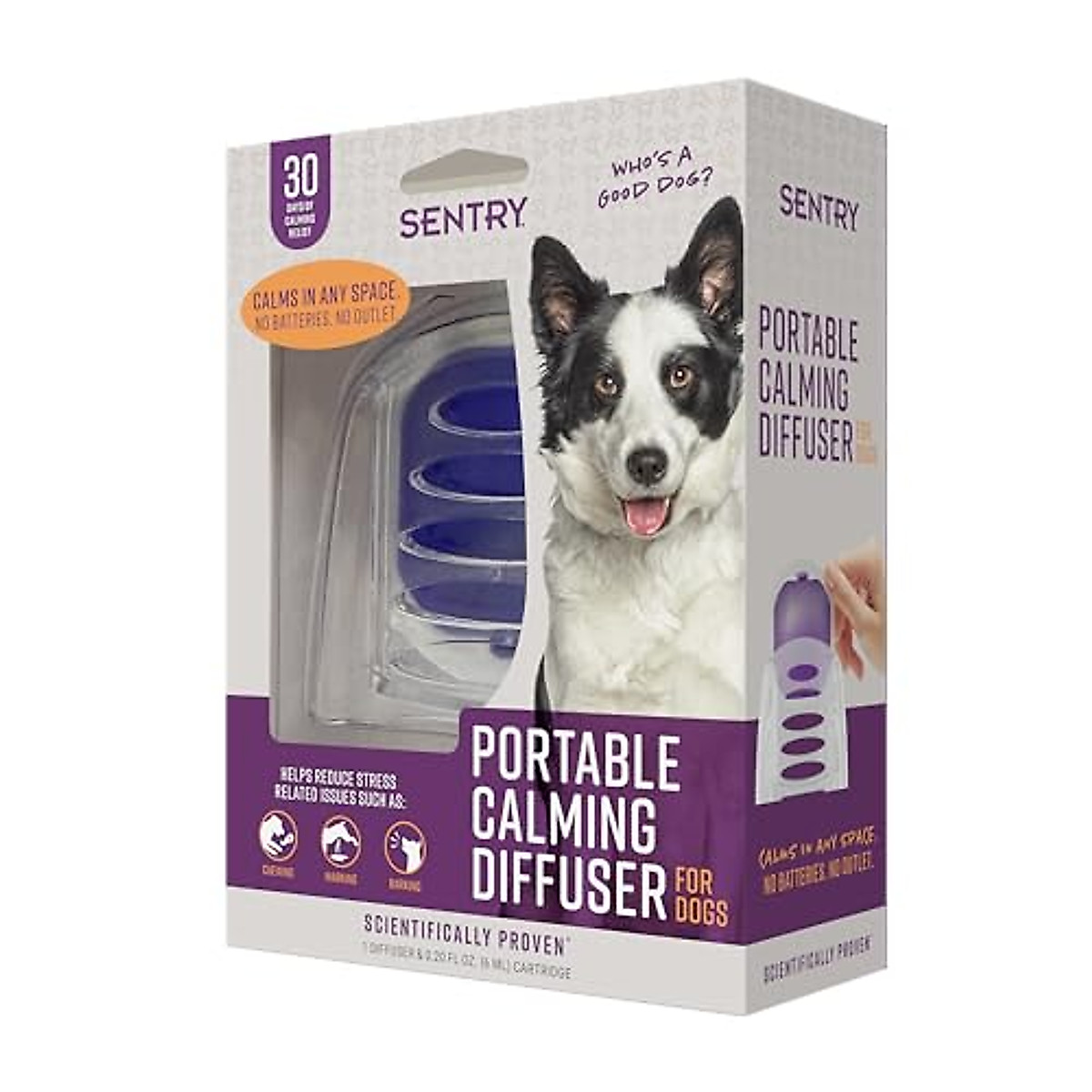 Sentry Behavior Portable Calming Diffuser for Dogs, Reduces Stress and Bad Behavior with Calming Pheromones, Easy-to-use Portable Design, 30 Day Release