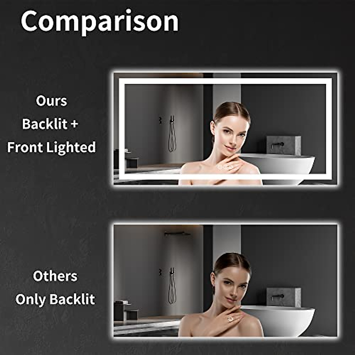 ISKM Large led Bathroom Mirror for Bathroom 96x36 Backlit and Front Vanity Mirror for Wall Anti-Fog, Dimmable, Memory Function Suitable for high-end Hotels, Villas or spas