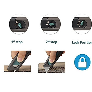 Nova Lock N Cut Self-Retracting Safety Box Cutter with 2 Blade-Depth Setting, 2-side window, Safety Knife with Standard Utility Knife Blades, Safety-Lock Design