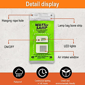 RJSQAQE Salt Water Lamp Emergency Lighting,Portable Salt Water Light Bag,No Battery Camp Lighting Emergency Night Light,3 LED Camping Lantern Survival Gear for Outdoor Activity(No Salt Included)