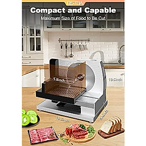 OSTBA Die-Cast Electric Deli Food Slicer with Two Removable Stainless Steel Blades,0-23mm Adjustable Thickness Meat Slicer for Home, Food Slicer Machine with Food Tray,160W