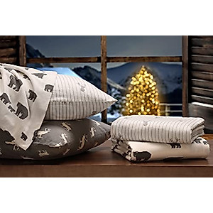 Eddie Bauer - Queen Sheets, Cotton Flannel Bedding Set, Brushed For Extra Softness, Cozy Home Decor (Deer Lodge, Queen)