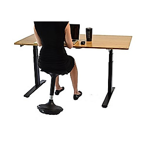 Wobble Stool Standing Desk Chair Ergonomic Tall Adjustable Height sit Stand-up Office Balance Drafting bar swiveling Leaning Perch Perching high swivels 360 Computer Active Sitting Black Saddle seat
