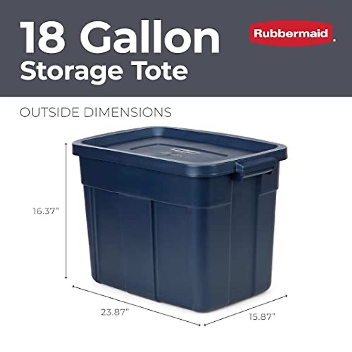 Rubbermaid Roughneck️ Storage Totes 18 Gal, Durable Stackable Storage Containers, Great for Garage Storage, Moving Boxes, and More, 6-Pack