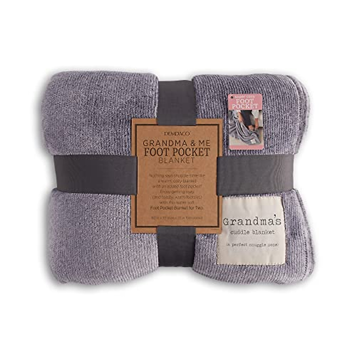 DEMDACO Grandma and Me Mauve Purple 60 x 70 Fleece Fabric Foot Pocket Throw Blanket