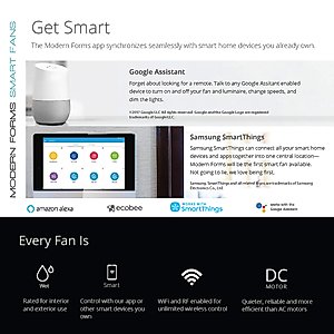 Axis Smart Indoor and Outdoor 3-Blade Ceiling Fan 52in Matte Black with 3000K LED Light Kit and Remote Control works with Alexa, Google Assistant, Samsung Things, and iOS or Android App