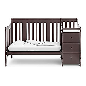 Storkcraft Portofino 5-in-1 Convertible Crib and Changer (Espresso) – Crib and Changing Table Combo with 3 Drawers, Includes Baby Changing Pad, Converts to Full-Size Bed