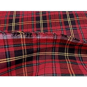 AMORNPHAN 60 Inch Plaid Scottish Traditional Pattern Tartan Motif Printed 100% Woven Cotton Fabric for Clothing Tablecloth Decorative Sewing Arts Crafts Upholstery and Home Accents for 1 Yard (Red)
