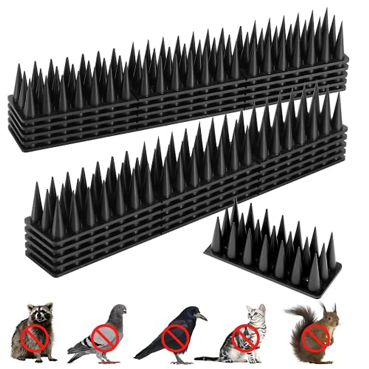 Bird Spikes, 20 Pack Bird Squirrel Raccoon Pigeon Cat Animal Deterrent Spikes for Outside Anti Bird Defender Spikes Outdoor to Keep Birds Away Black
