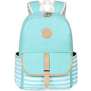 Bluboon Canvas Bookbags School Backpack Laptop Schoolbag for Teens Girls High School (Water Bule 3 in 1)
