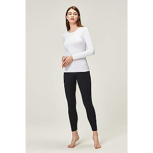 DEVOPS Women's 2 Pack Thermal Long Sleeve Shirts Compression Baselayer Tops (Medium, Black/White)