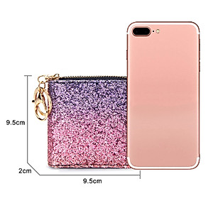 GEEAD Small Glitter Wallet for Women Girls Mini Coin Purse Pouches with Key Ring