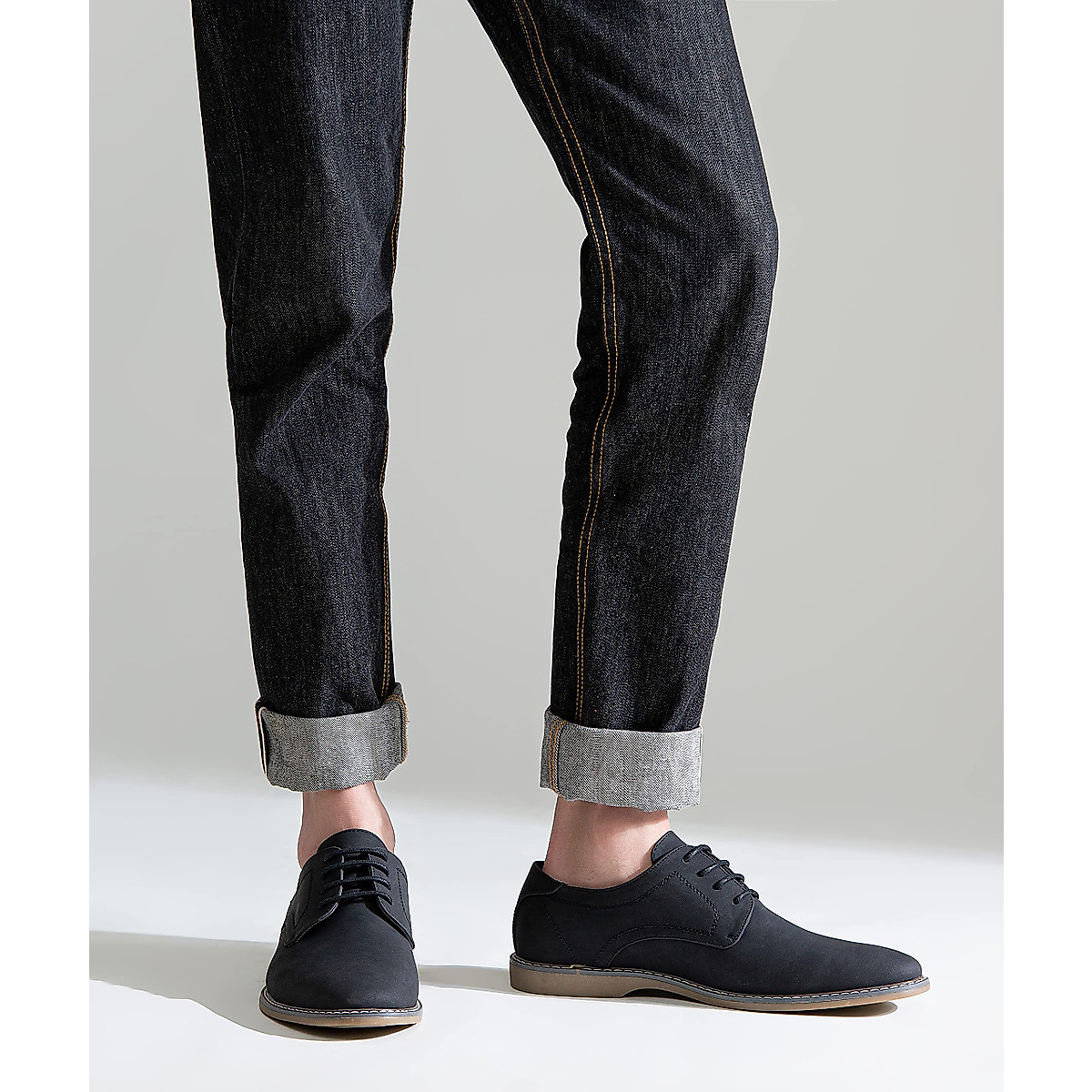 Jousen Dress Shoes for Men Plain Toe Suede Oxfords Lightweight Business Casual Classic Formal Derby Shoes(AMY619 Black 9)