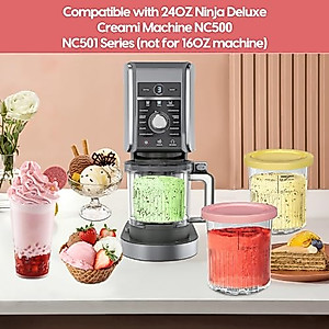 Turgorl NC500 NC501 Ice Cream Pint for Ninja Creami Deluxe Pints and Lids 4 Pack, 24 oz. food container for Ninja Delux Ice Cream Maker (Blue,Pink,Yellow,Green)