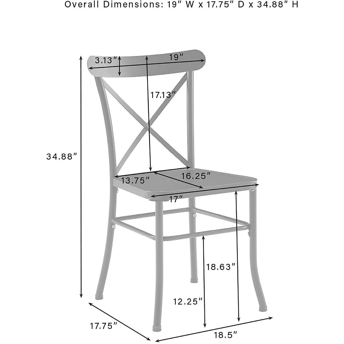 Crosley Furniture Astrid 2-Piece Indoor Outdoor Chair Set, Dining Chairs for Kitchen, Patio, Porch, Deck, Matte Black