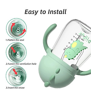 Piifur Baby Cup with Straw 12-18 months, Weighted ball Sippy cup for Toddlers with Handle, Water Bottle for Kids 8 Ounce (Green)