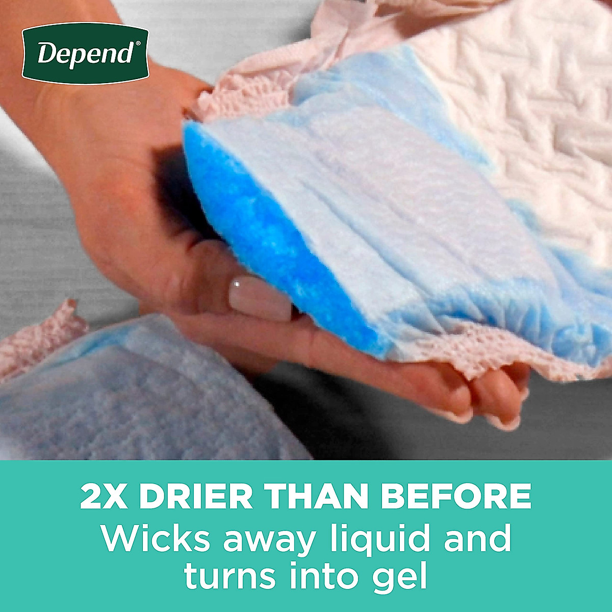 Depend Fresh Protection Adult Incontinence & Postpartum Bladder Leak Underwear for Women, Disposable, Maximum, Small, Blush, 32 Count, Packaging May Vary