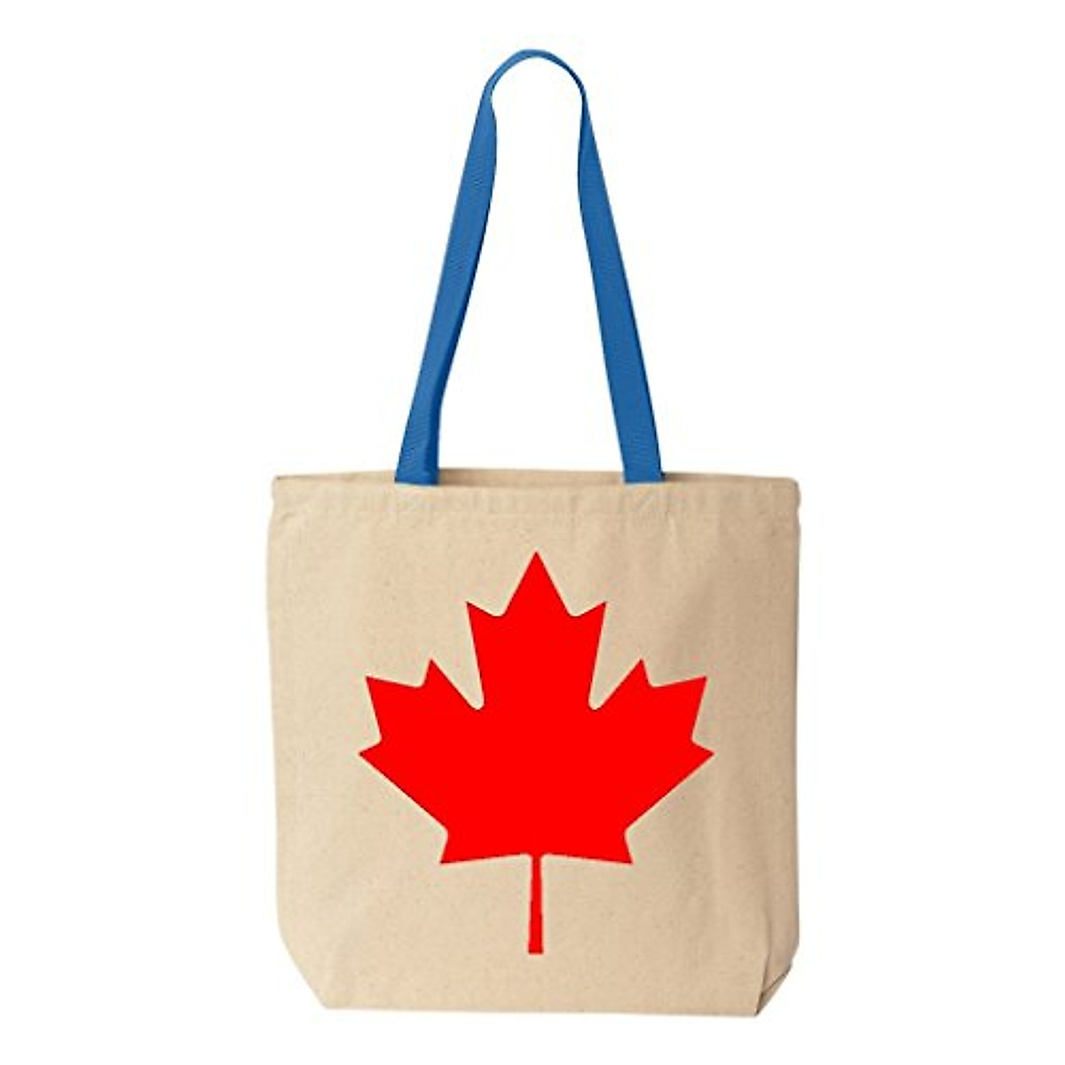 shop4ever Canada Leaf Cotton Canvas Tote Canadian Flag Reusable Shopping Bag 10 oz Natural - R Blue 1 Pack Colored Handle