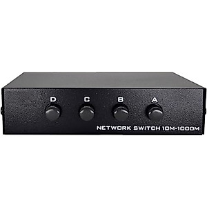 Toptekits 4 Port Way 8P8C RJ45 Network Ethernet Manual ABCD Sharing Switch Box,4 Ports Network Switch Splitter Selector Hub 4-in 1-Out or 1-in 4-Out