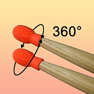 MySit 4Pcs Drum Mute Silicone Drumstick Silent Practice Tips Drum Dampener Accessory, Musical Instruments Accessory Percussion Mute Replacement for Protect Drums and Drumsticks Head - Orange