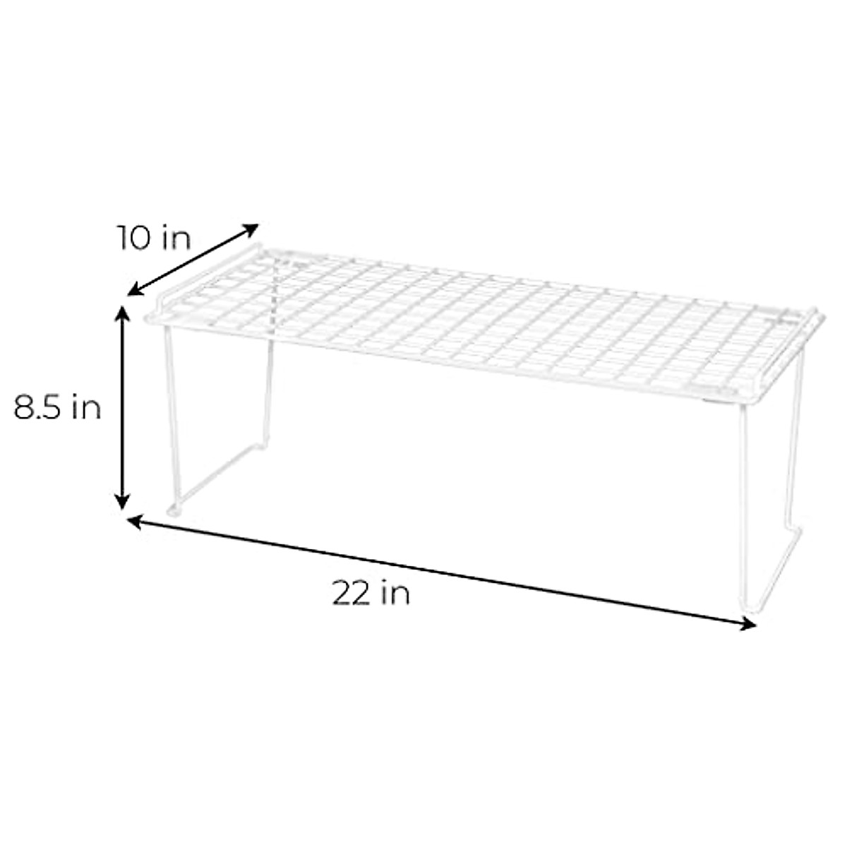 Smart Design Stacking Cabinet Shelf Rack - Set of 6 - Extra Large 22 x 10 Inch - Steel Metal Wire - Cupboard, Plate, Dish, Counter and Pantry Organizer Organization - Kitchen - White