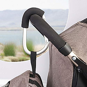 Stroller Hook Mommy Stroller Clip and Stroller Accessories Organizer Hook Pushchair Hook Infant Buggy Bag Clip Large Carabiner Mommy Storage Hook for Shopping Bag Water Bottles