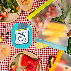 Pack of 10 Freezer Bags - BPA-FREE - Reusable Food Grade Storage Bags - Leakproof, - 2 Gallon Size, 4 Snack Size, 4 Sandwich Bags.