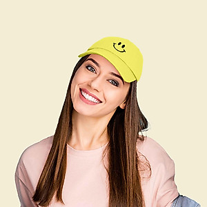 DALIX Smile Baseball Cap Smiling Face Happy Dad Hat Men Women Teens in Yellow