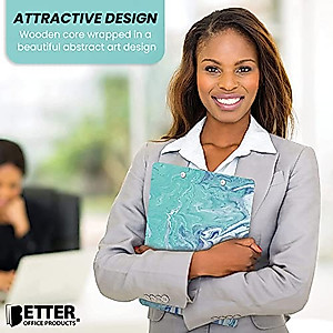 Fashion Clipboard, Abstract Art Design, Standard A4 Letter Size, 12.5" x 9", Wooden Clipboard, Low Profile Clip with Retractable Hanging Tab, Decorative Clipboard, by Better Office Products (Aqua)