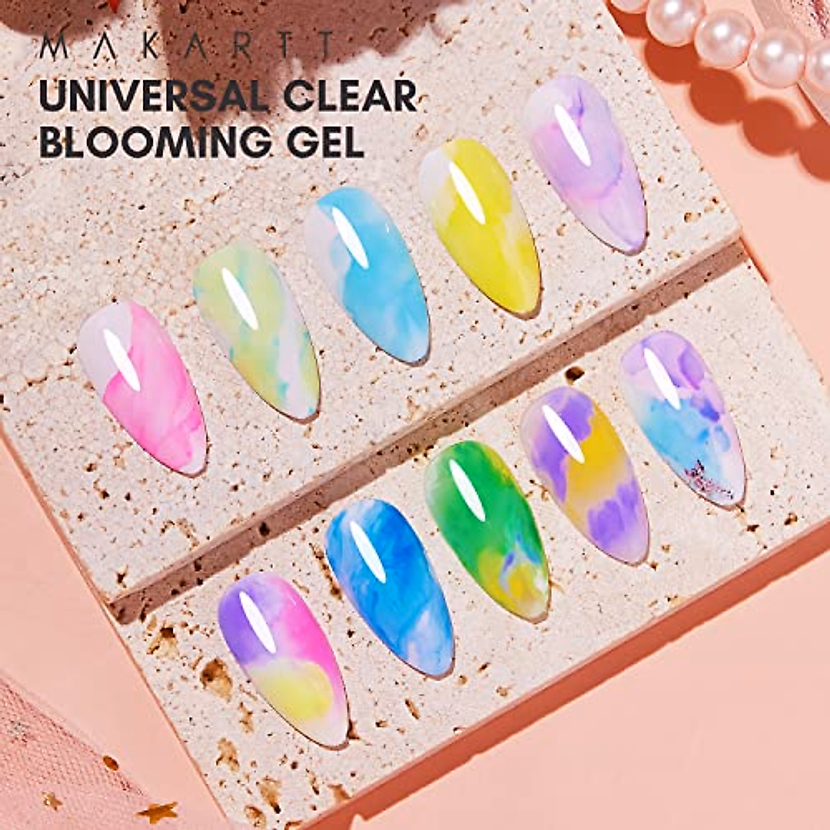 Makartt Clear Blooming Gel 15ml UV LED Soak Off Nail Art Polish for Spreading Effect Marble Nail Polish Gel Paint Nail Designs for DIY Spring Summer Color Flower Watercolor Magic Beauty Gift