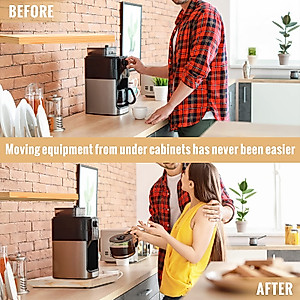 2 Pcs Wooden Kitchen Appliances Slider Handy Sliding Tray for Coffee Maker Kitchen Appliance Moving Caddy Countertop Slider with Smooth Rolling Wheels for Blender, Toaster, Air Fryer