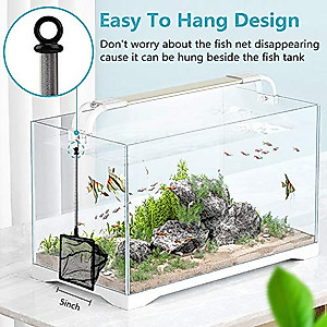 Grepol-V Fish Net for Fish Tank, 5 Inch Fine Mesh Aqurium Net with 9-24 Inch Stainless Steel Long Handle, Extendable Fishing Tank Net for Fish Shrimp Tank, Pond, Creek