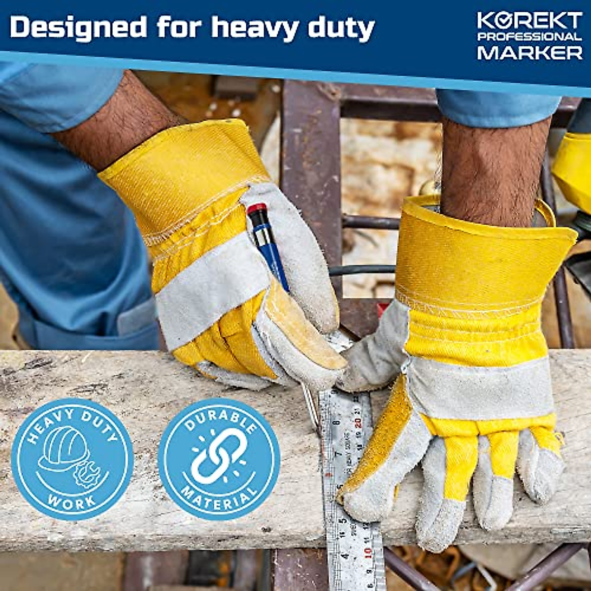 Solid Metal Barrel Mechanical Carpenter Pencil Set with 12 Refills, Construction Marker Tool with Built-in Sharpener for Woodworking, Holder with Long Nose for Deep Hole Marking, Welding and Carpentry