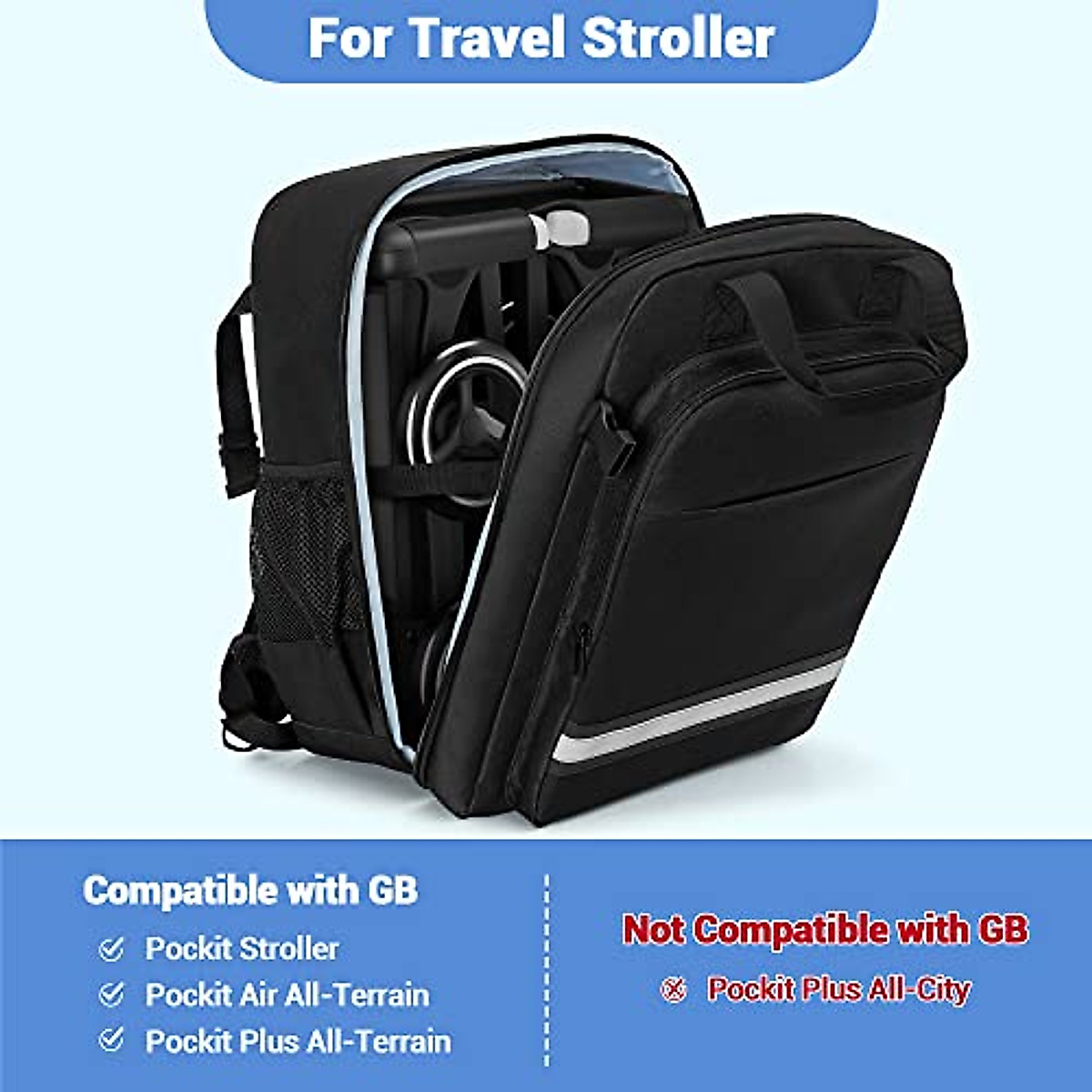 HODRANT Stroller Travel Bag Compatible with GB Pockit and Pockit Air Plus All Terrain, Lightweight Stroller Backpack for Flight Essentials, Portable Stroller Gate Check Bag for Airplane, Bag Only