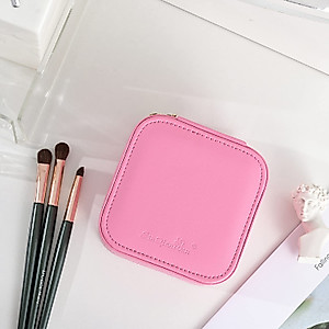 Luxury Leather Travel Jewelry Box for Women Mini Organizer Small Jewelry Portable Travel Case for Rings Earrings Necklace Multifunctional Storage Mother's Day Gift Women Wife Daughter Gift (PINK)