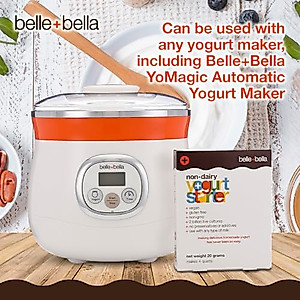 Belle + Bella Non-Dairy Vegan Yogurt Starter - Gluten Free, No Added Sugar, Non GMO - Makes 4 Quarts Vegan Yogurt - 2 Billion Live Cultures - Mix with Any Dairy Free or Dairy Milk - 1 Box