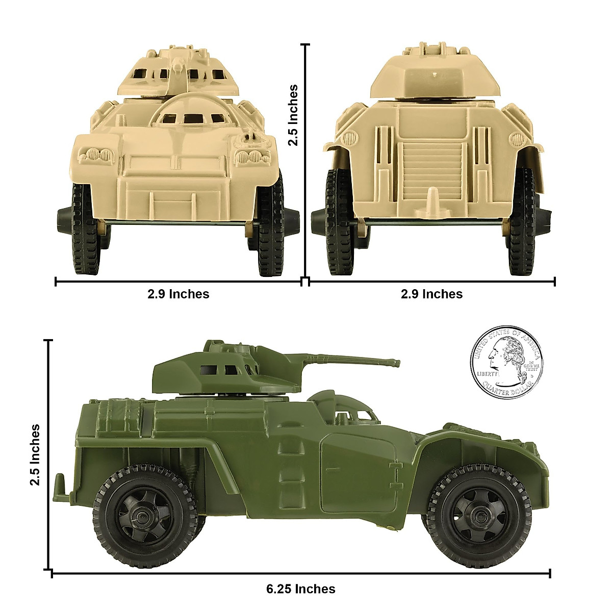 TimMee Recon Patrol Armored Cars - Plastic Army Men Scout Vehicles USA Made