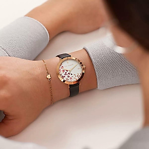 Ted Baker Ammy Hearts Black Leather Strap Watch & Rose Gold Sweetheart Bracelet Box Set (Model: BKG0282009I)
